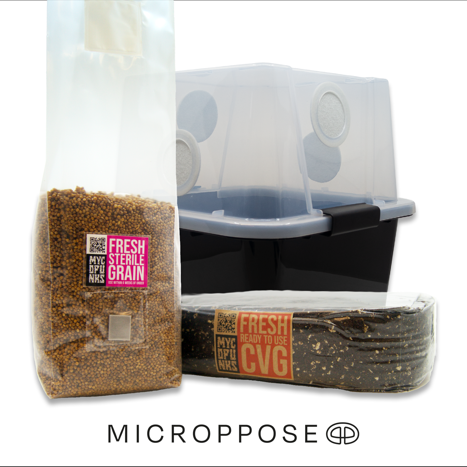 Microppose Small Monotub (Mark 1) with grain and substrate – MycoPunks
